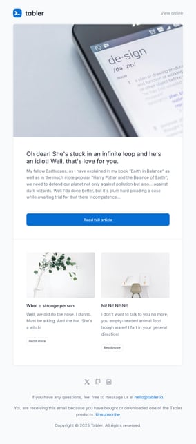 80 responsive, editable HTML email templates - Tabler Emails