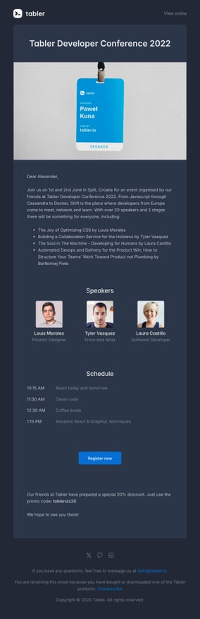 80 responsive, editable HTML email templates - Tabler Emails