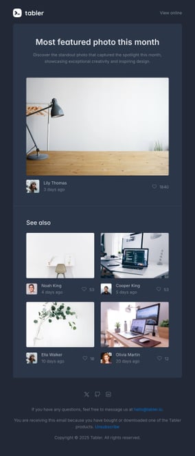 80 responsive, editable HTML email templates - Tabler Emails
