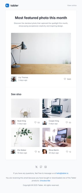 80 responsive, editable HTML email templates - Tabler Emails