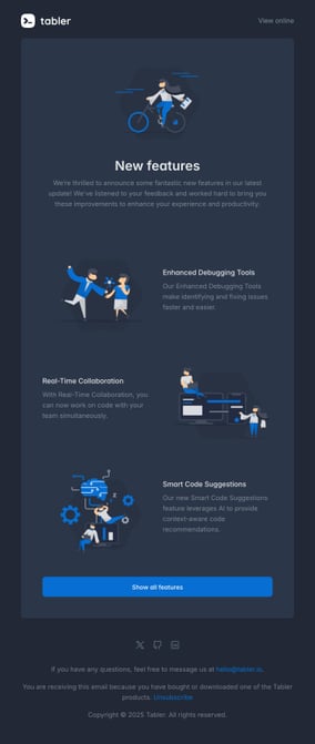 80 responsive, editable HTML email templates - Tabler Emails