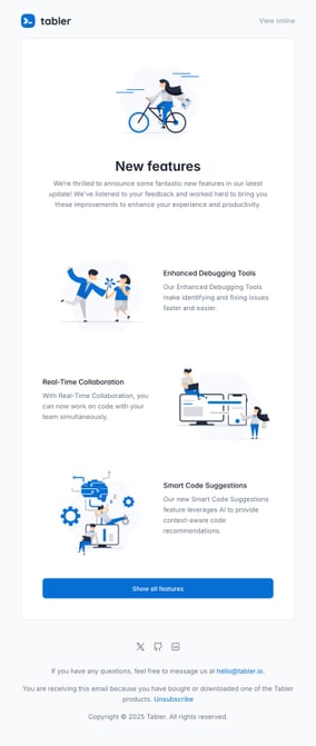 80 responsive, editable HTML email templates - Tabler Emails