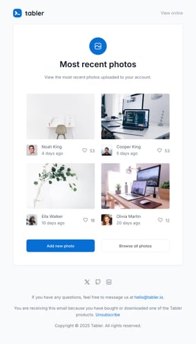 80 responsive, editable HTML email templates - Tabler Emails