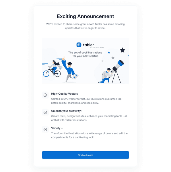 80 responsive, editable HTML email templates - Tabler Emails